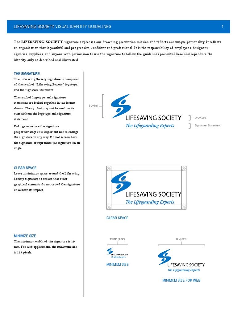 Lifesaving Society Visual Identity Guidelines 1: The Signature | PDF ...