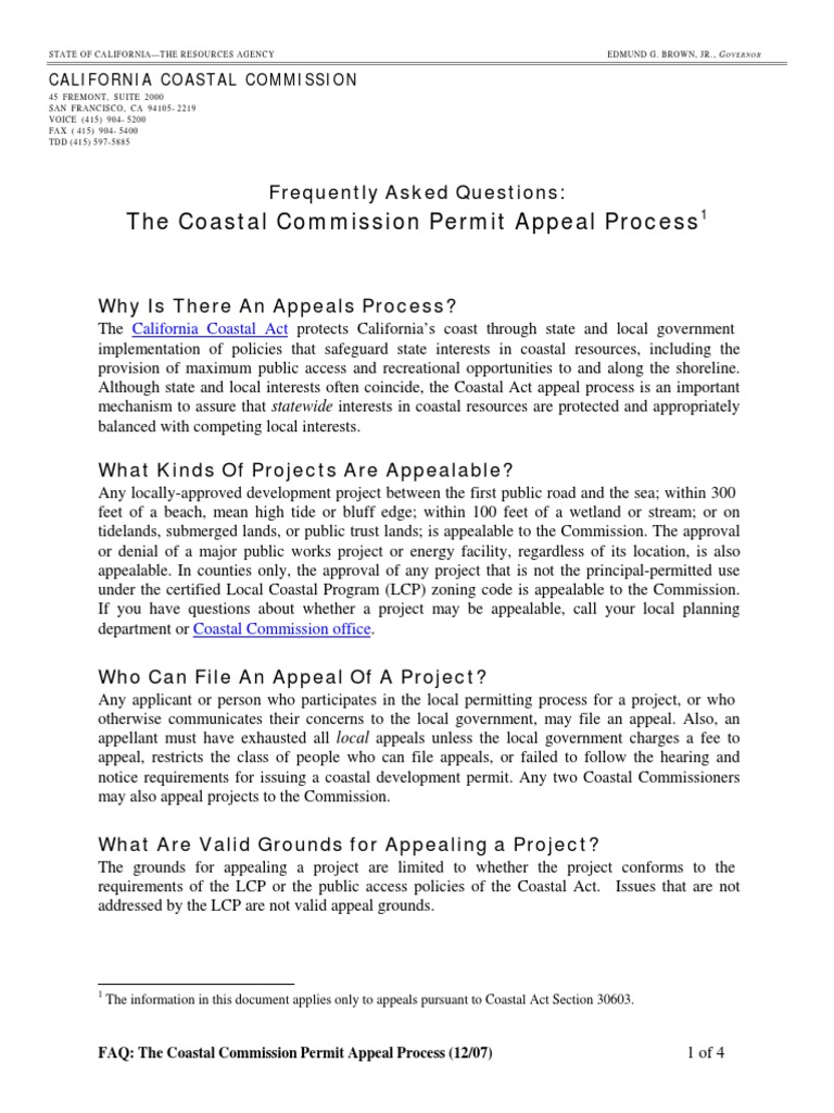 The Coastal Commission Permit Appeal Process: Frequently Asked ...
