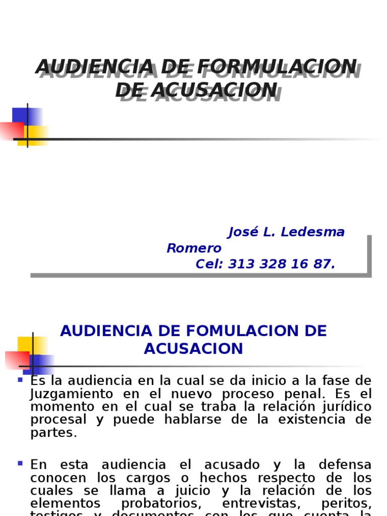 Audiencia De Formulacion De Acusacion Audiencia De Formulacion De Acusacion