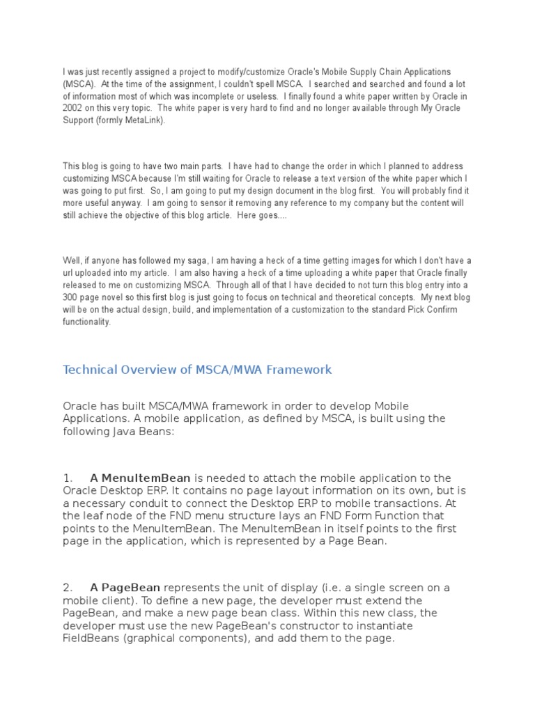 Technical Overview of Oracle Mobile Supply Chain Applications (MSCA ...