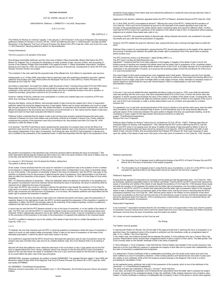 Second Division Factual Antecedents PDF Lawsuit Deed
