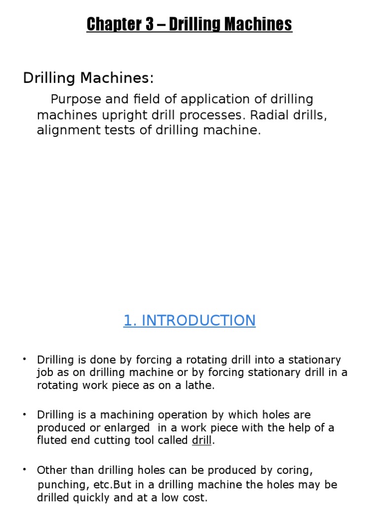 Chapter 3 - Drilling Machines | PDF | Drill | Drilling