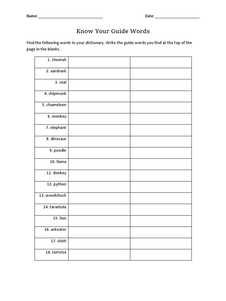 Know Your Guide Words | PDF