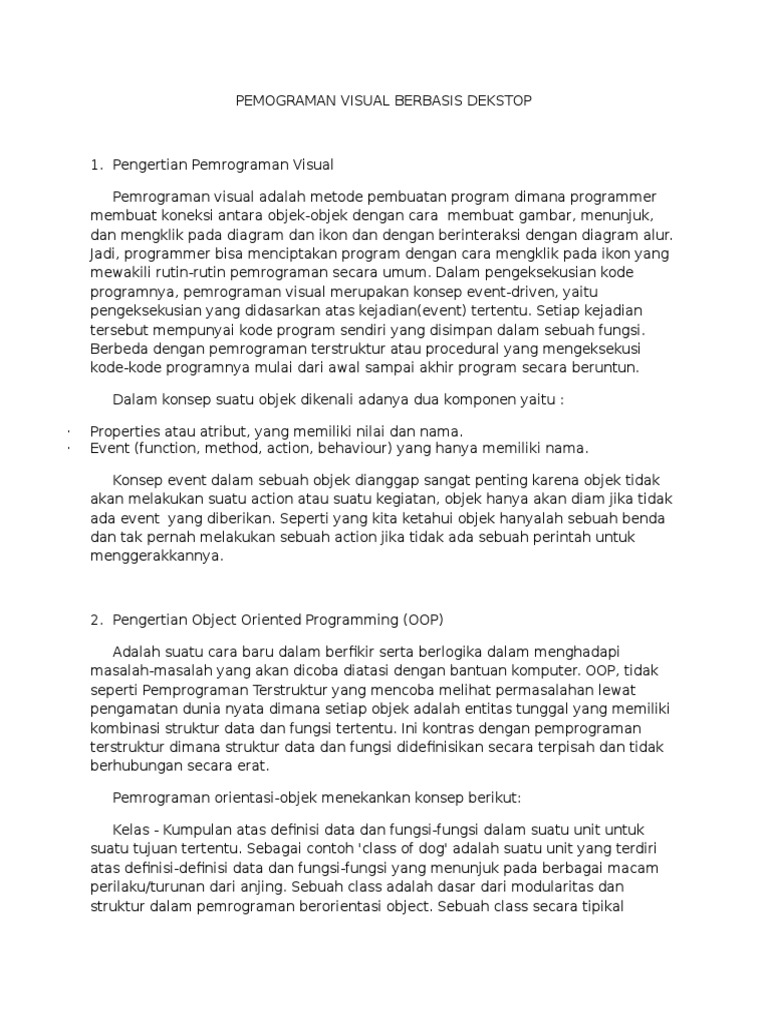 Pemograman Visual Berbasis Dekstop | PDF