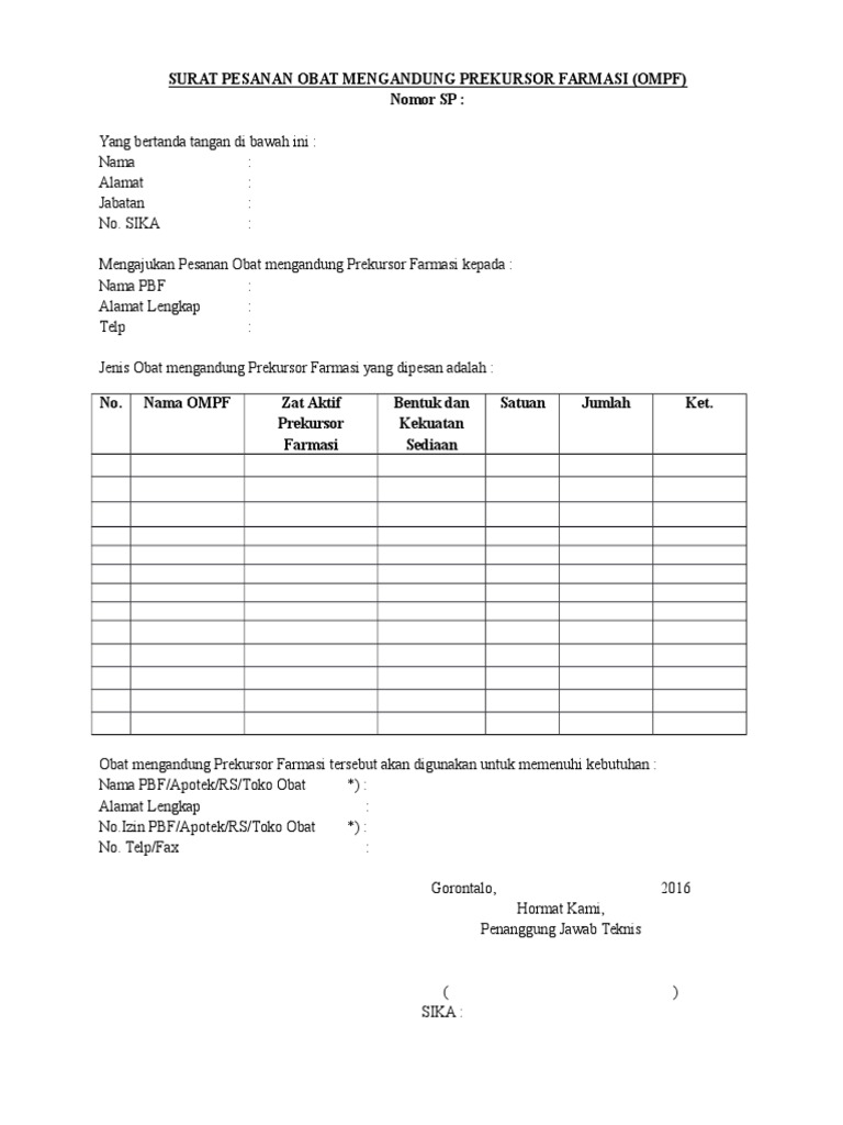 Contoh SP Prekursor Kosong | PDF