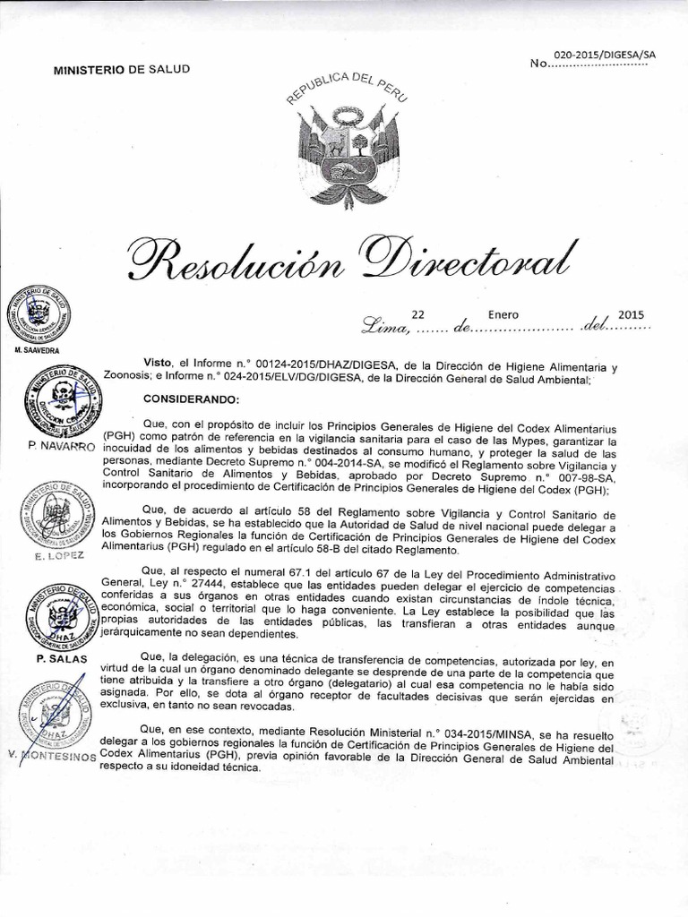RD 20 2015 Digesa Sa | PDF | Gobierno | Salud y bienestar