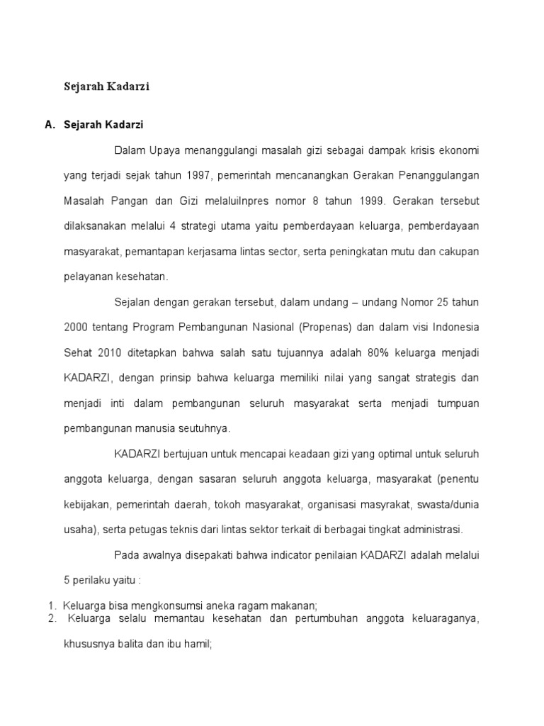 Sejarah Kadarzi | PDF | Gaya Hidup