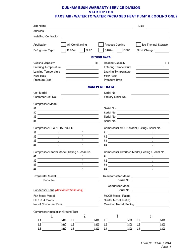 Water Cooled Package (WCPS) Start-Up Form | PDF | Electromechanical ...