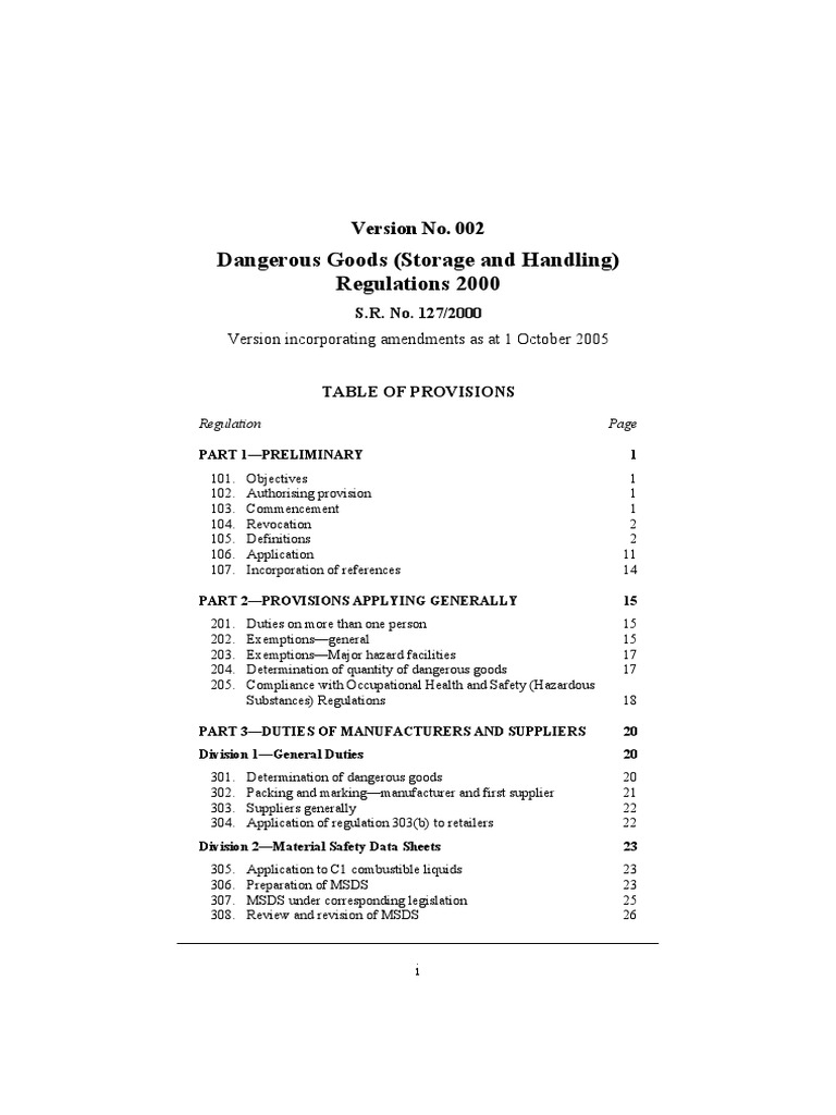 Dangerous Goods (Storage and Handling) | PDF | Dangerous Goods | Safety