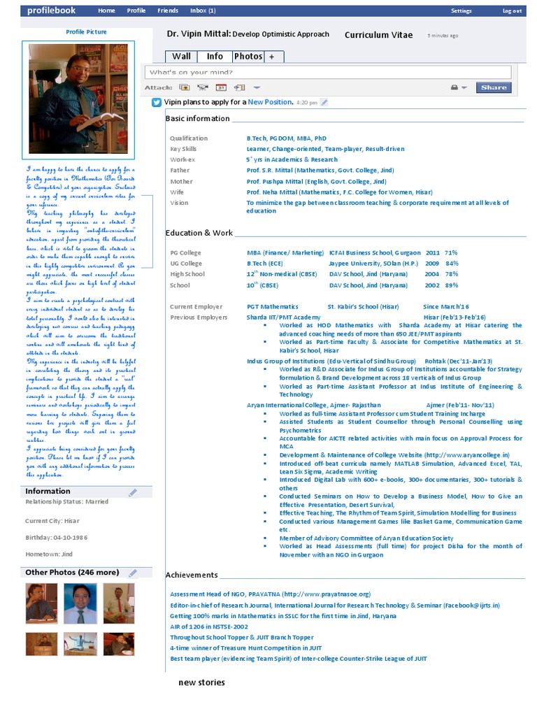 Dr. Vipin Mittal Resume | PDF | Curriculum | Academia