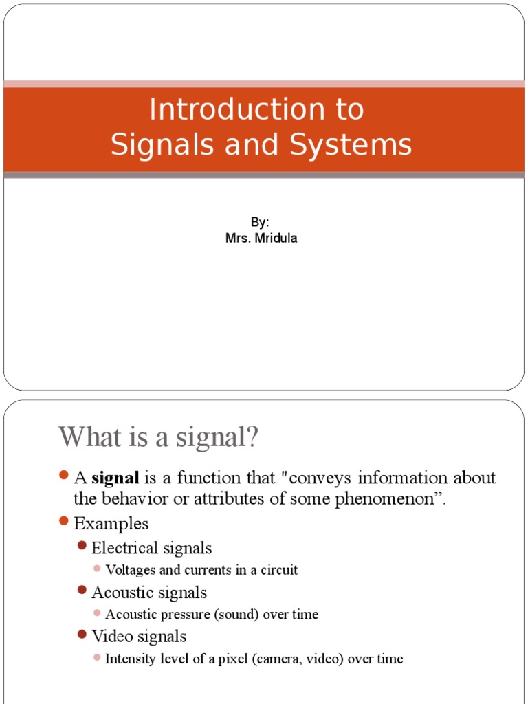 Intro Signals and Systems | PDF | Signal (Electrical Engineering ...
