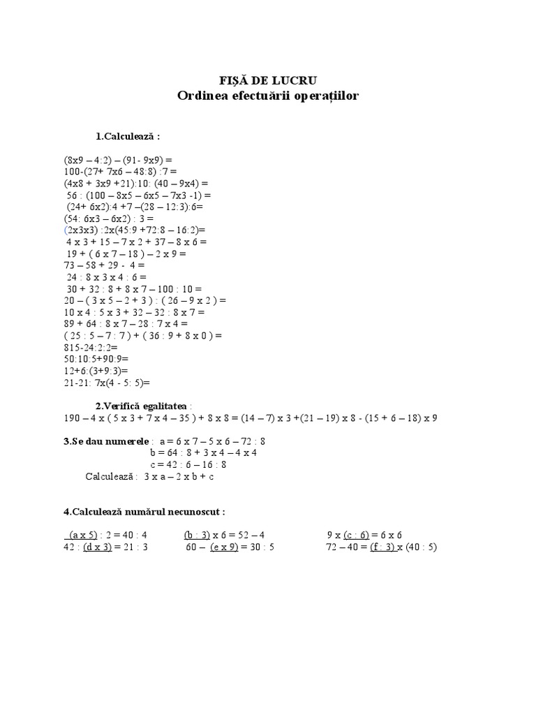 4 Ordinea Efectuarii Operatiilor | PDF