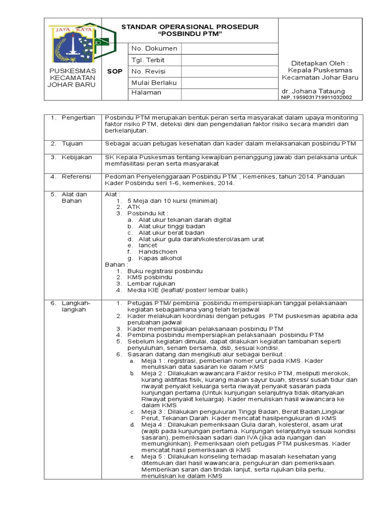 Sop Posbindu PTM | PDF