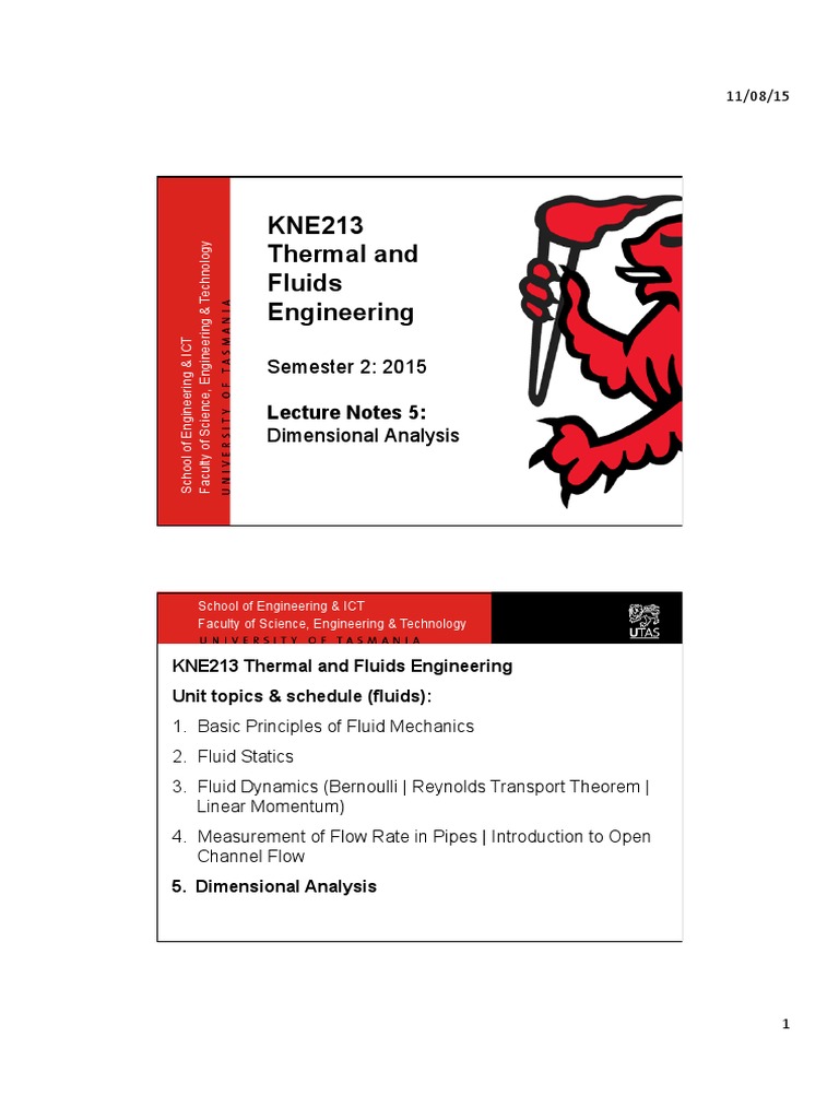 Lecture Notes Dimensional Analysis Pdf Fluid Dynamics Reynolds
