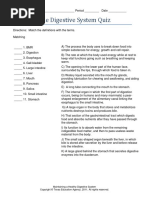 Digestion Grade 5 Worksheet | PDF | Digestion | Foods