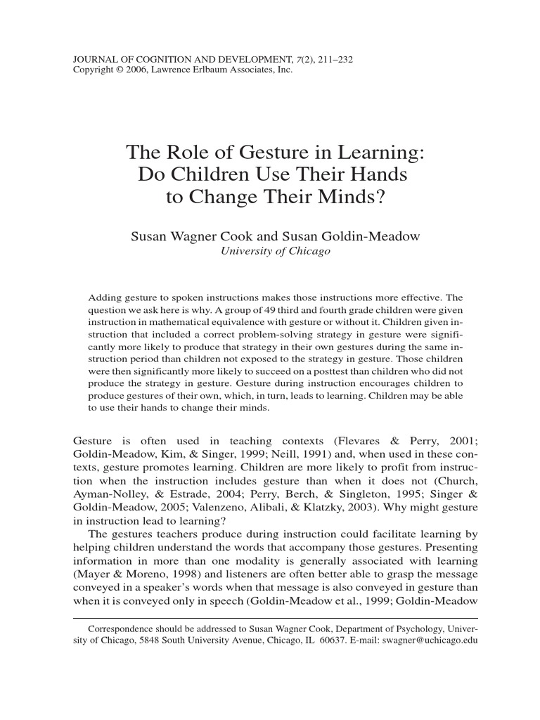 Gesture Learning | PDF | Gesture | Imitation