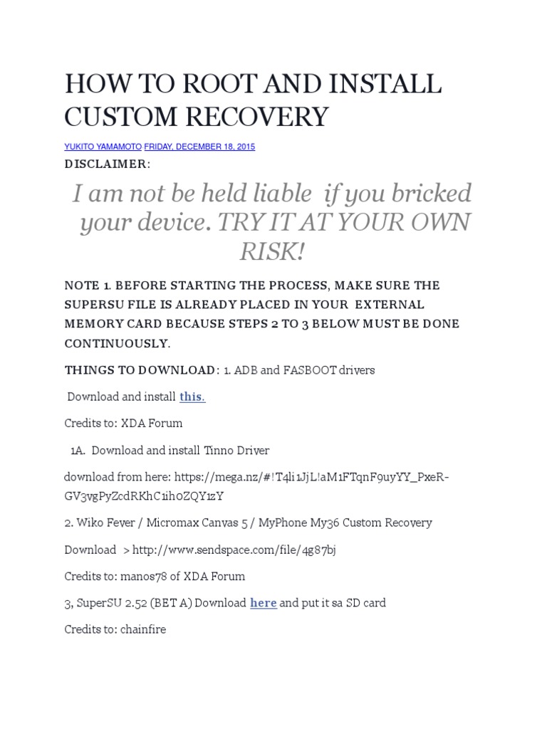 How To Root and Install Custom Recovery | PDF | I Phone | Booting