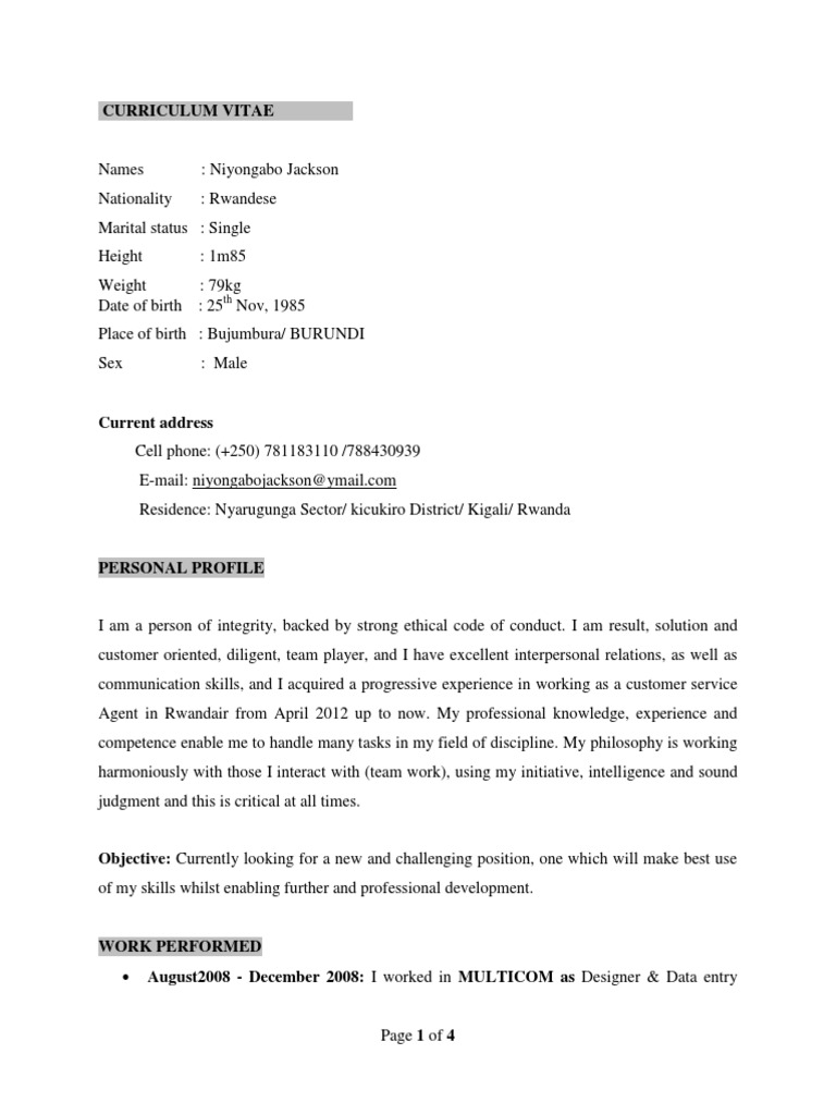 2016 Updated CV JACKS PDF | PDF | Airport | Rwanda