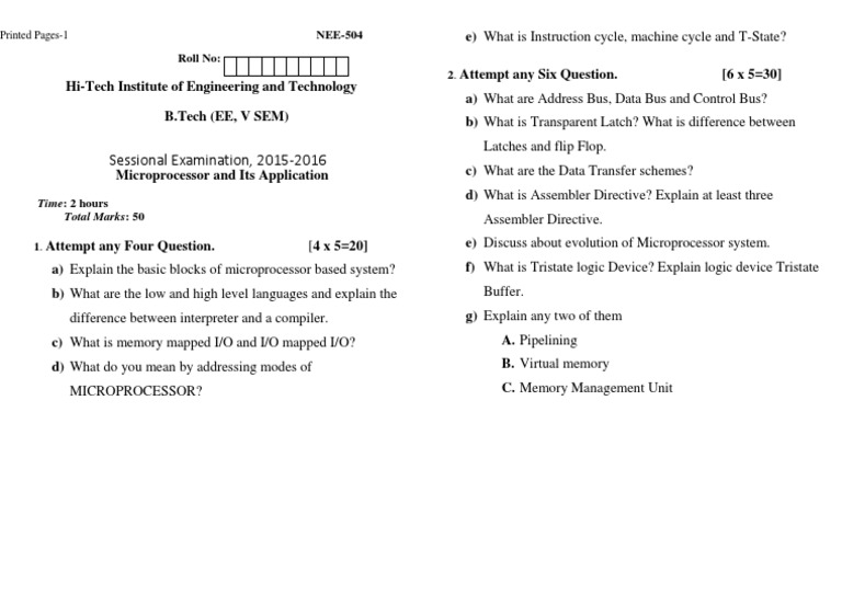Microprocessor Instruction, Machine and T-State Cycles | PDF