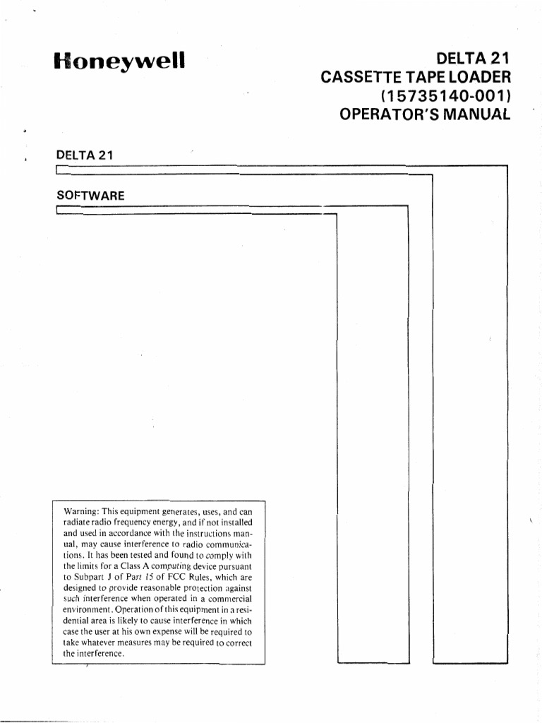 Honeywell: Delta21 Cassette Tape Loader Operator'S Manual | PDF ...