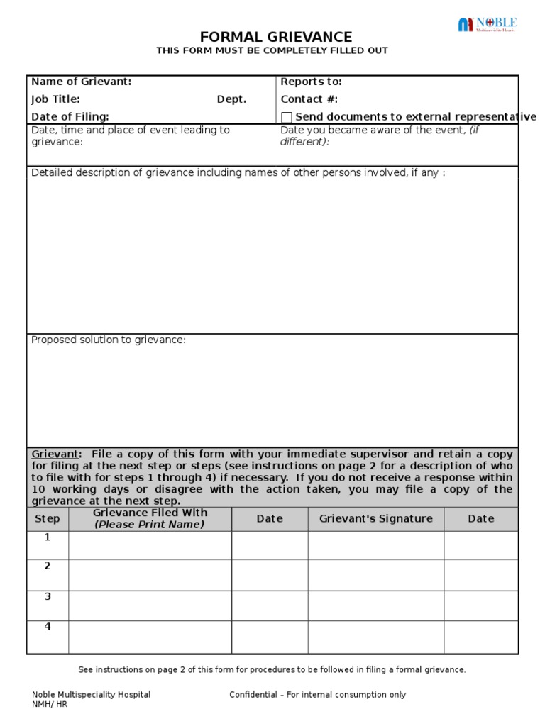 Formal Grievance Form | PDF | Government | Justice