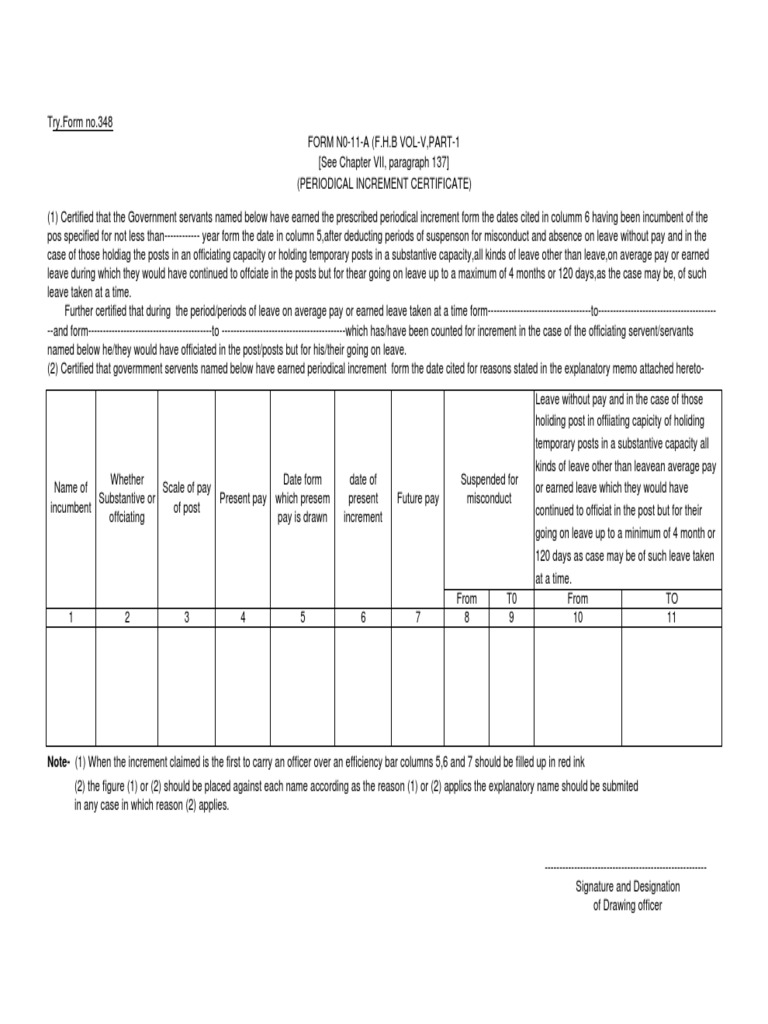 Periodical Increment Certificate Form | PDF