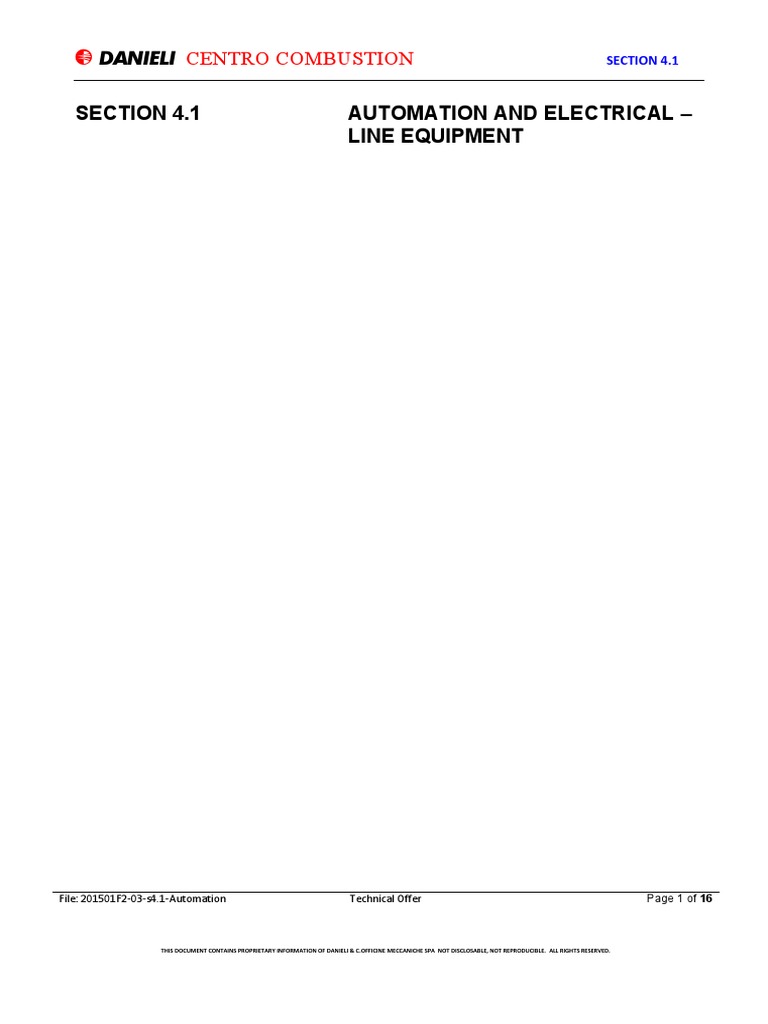 Section 4.1 Automation and Electrical - Line Equipment: Danieli | PDF ...