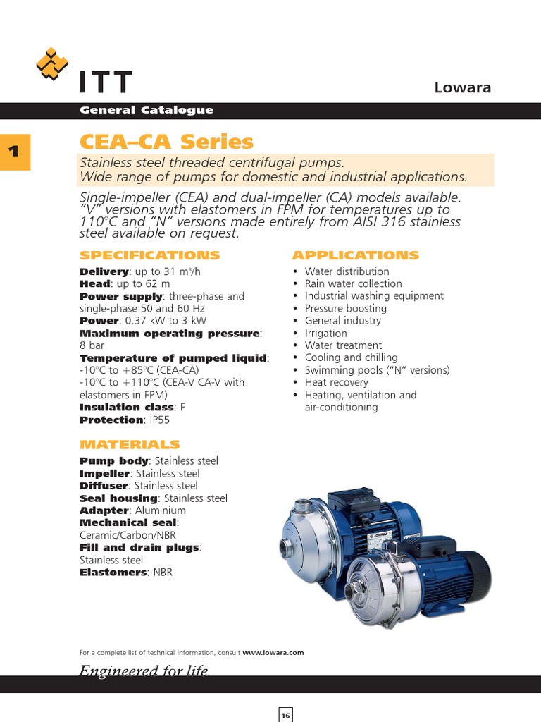 CEA-CA Series: Lowara | PDF | Steel | Pump