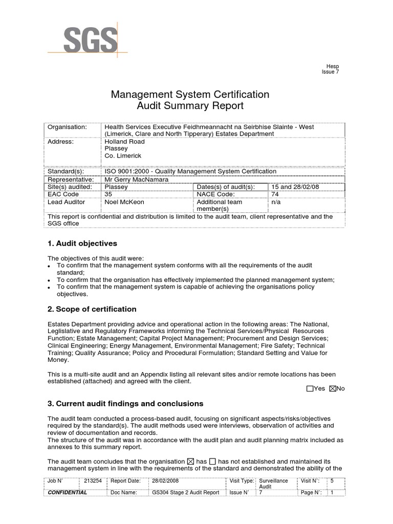 Management System Certification Audit Summary Report | PDF | Audit ...