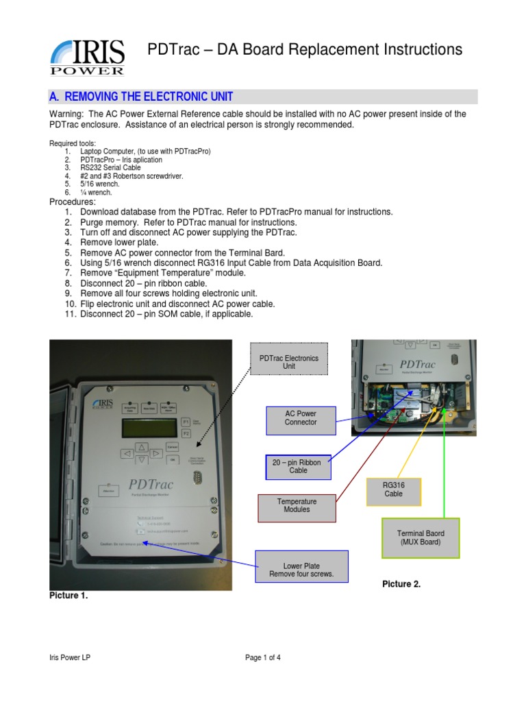 PDTrac Replacing DA Board Instructions PDF | PDF