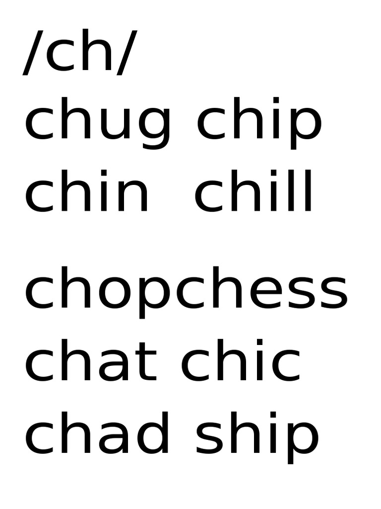 CH/ Chug Chip Chin Chill Chopchess Chat Chic Chad Ship | PDF