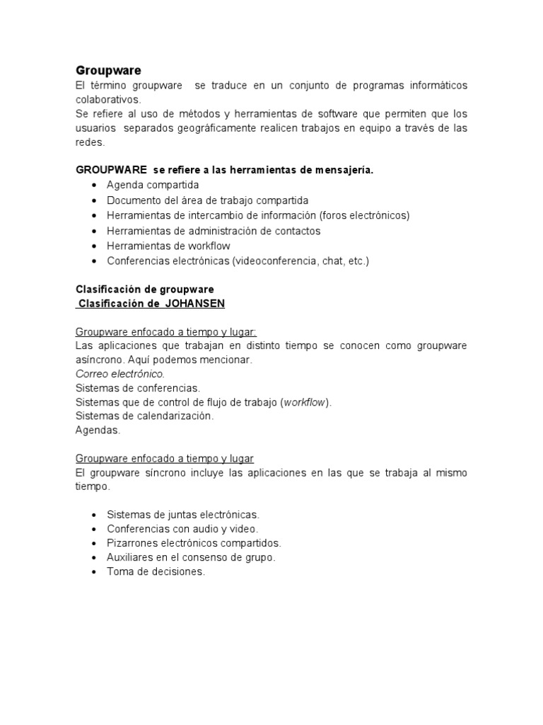Groupware y Workflow Sección 204 | PDF | Flujo de trabajo | Tecnología ...
