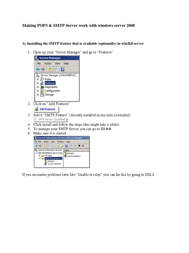 Making POP3 & SMTP Server Work With Windows Server 2008 | PDF | Network ...