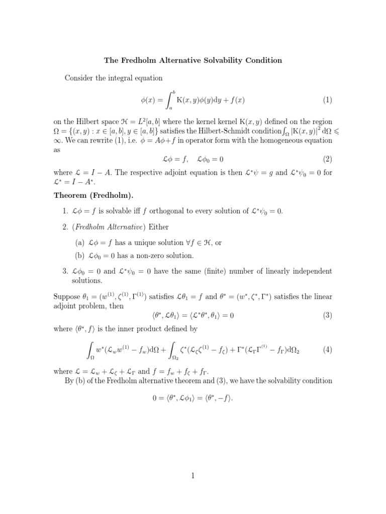Fredholm Alternative | PDF
