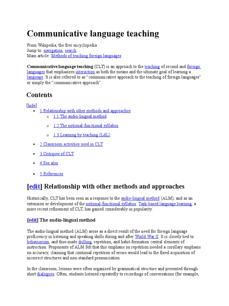 Communicative Language Teaching | PDF | Communication | Cognition