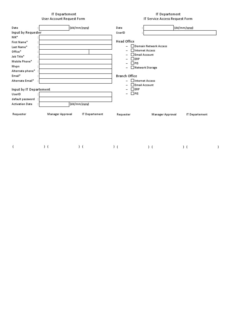 User Account Request Form Template | PDF