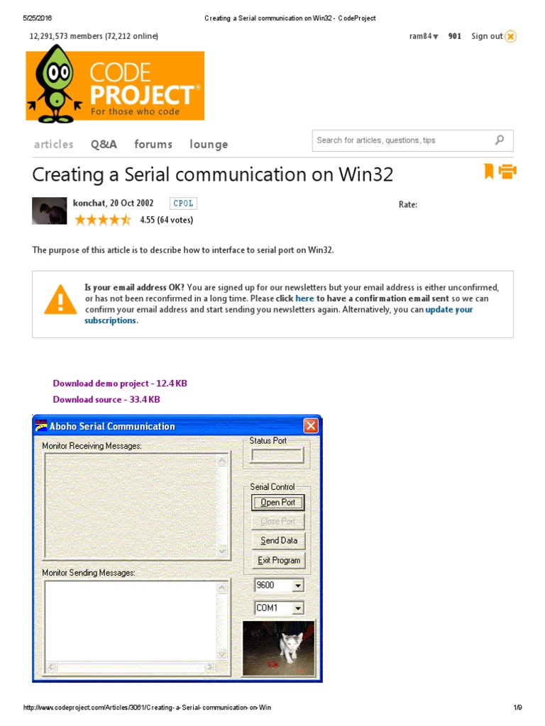 Creating A Serial Communication On Win32 | PDF | Pointer (Computer Programming) | Subroutine