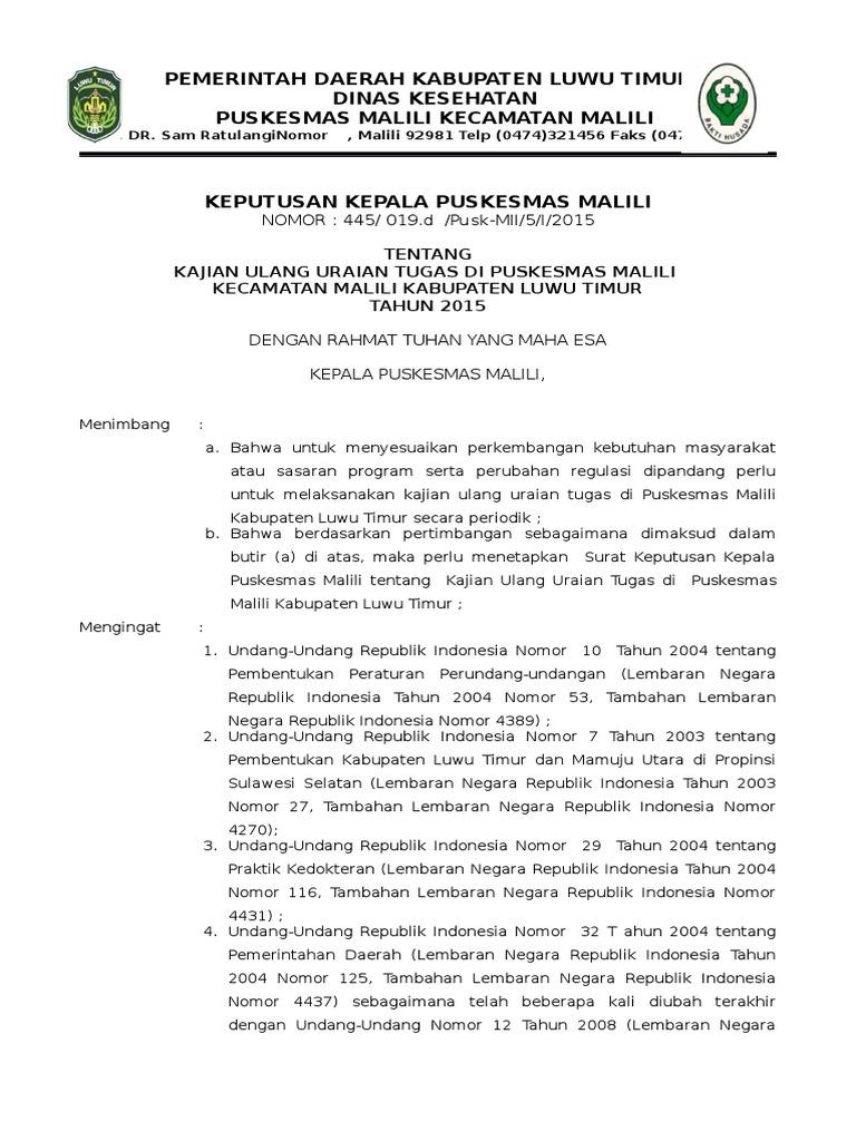 SK Kajian Ulang Uraian Tugas Ok | PDF