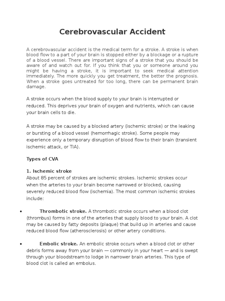 Cerebrovascular Accident | PDF | Stroke | Ischemia