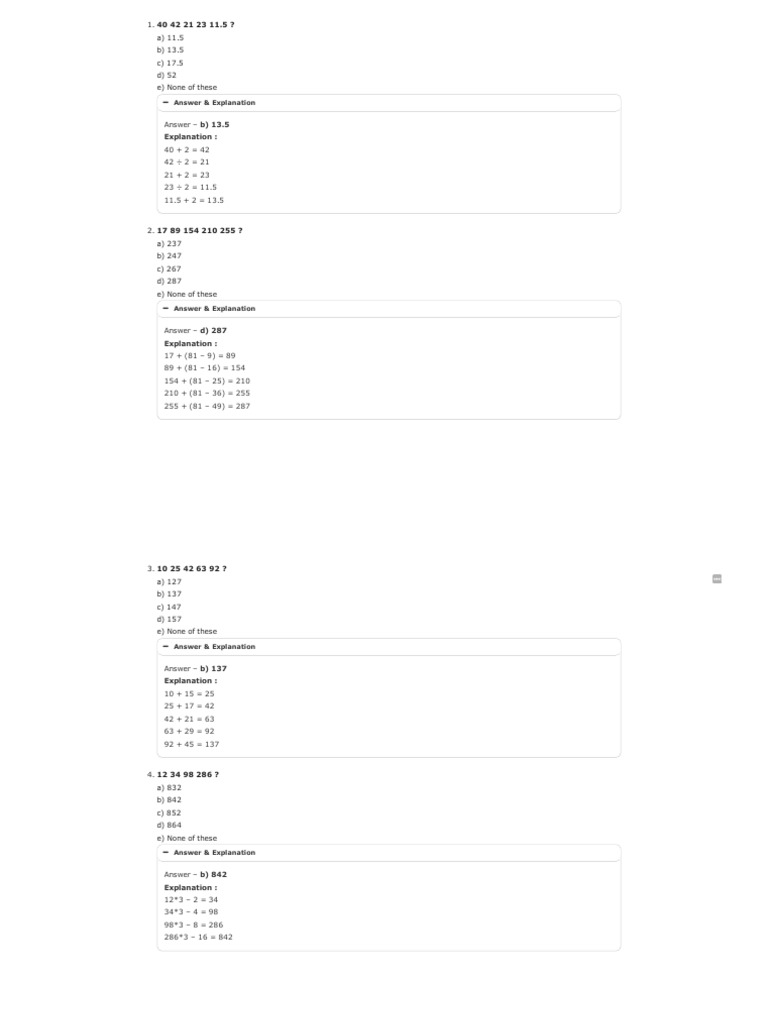 Aptitude Questions - Number Series Set 26 | PDF