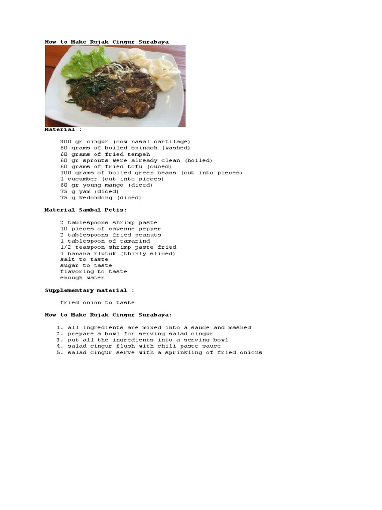 How to Make Traditional Indonesian Rujak Cingur Salad | PDF | Food ...