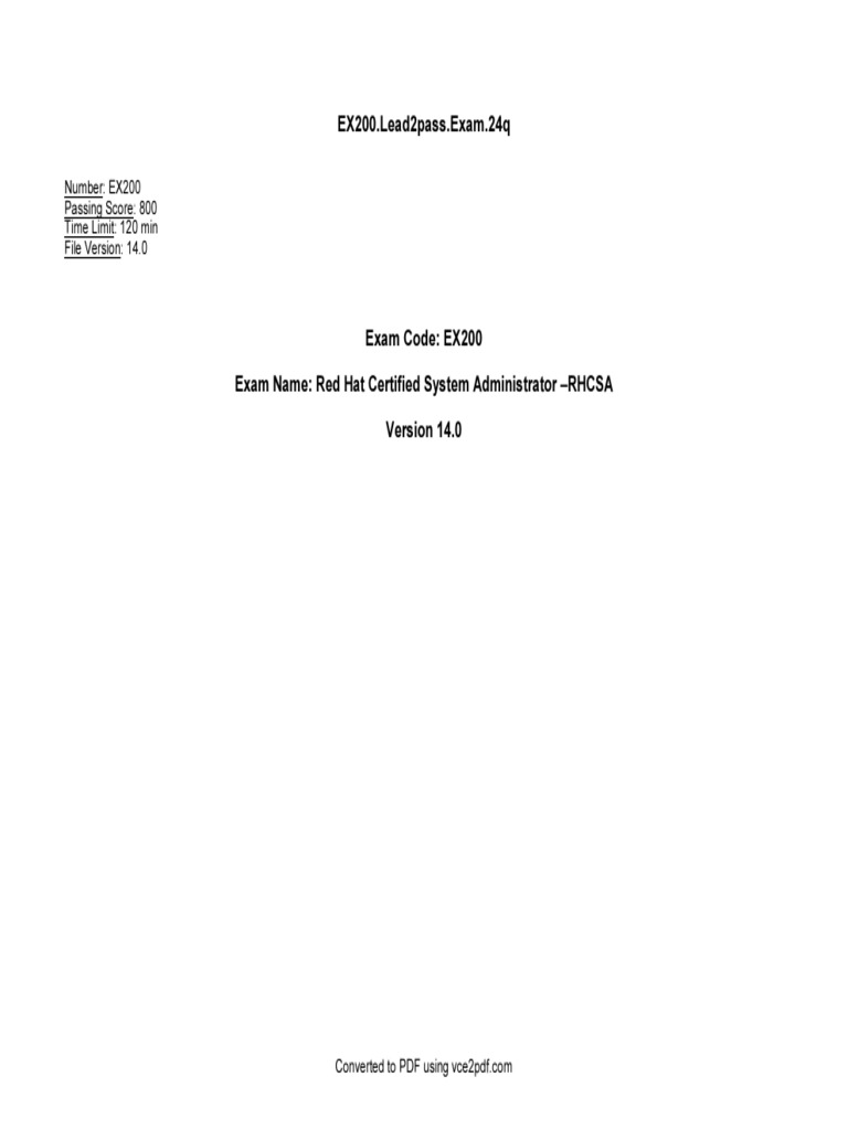 EX200 Red Hat Certified System Administrator (RHCSA) Exam - 2016-06-29 | PDF | Information ...