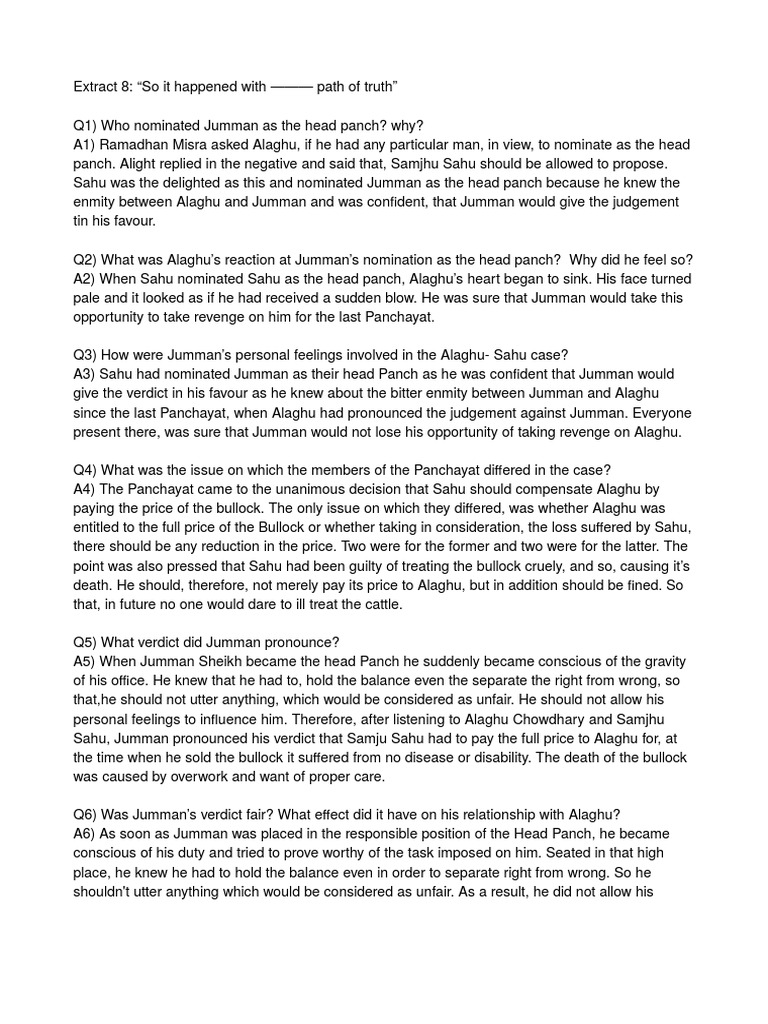 God Lives in The Panch - Extract 8 - Xavier Pinto's Short Stories ICSE ...