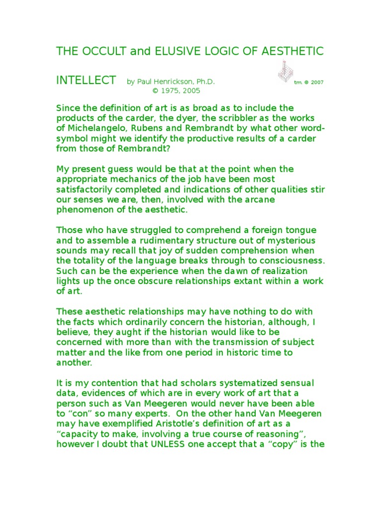 The Occult Logic of Aesthetic Intellect | PDF | Aesthetics | Leonardo ...