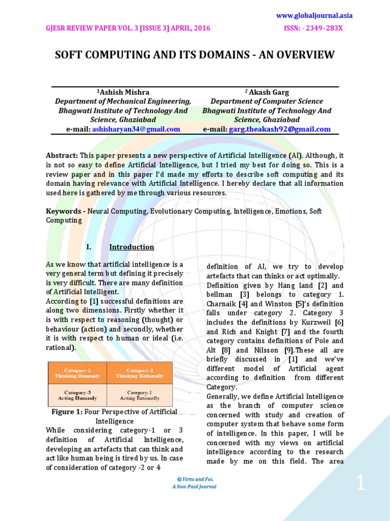 Soft Computing and Its Domains - An Overview | PDF | Artificial Neural ...