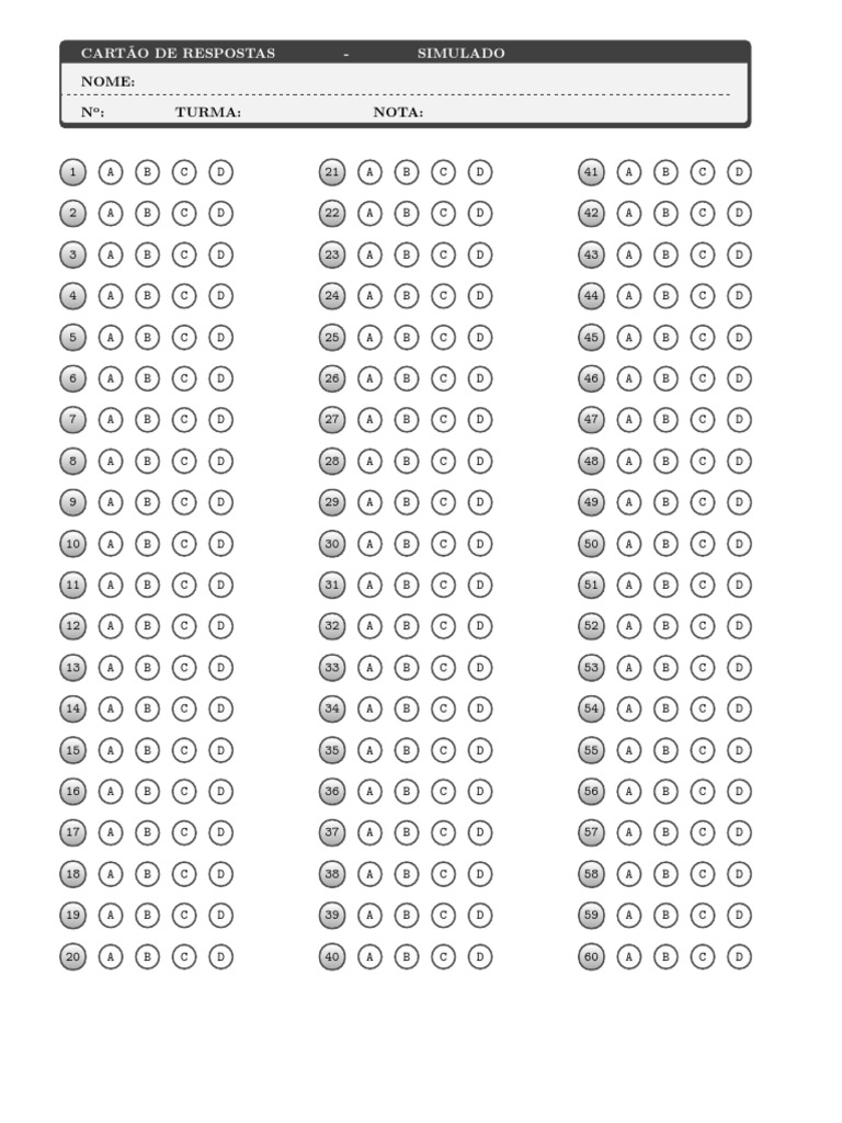 Gabarito - Modelo | PDF | Métodos e Materiais de Ensino