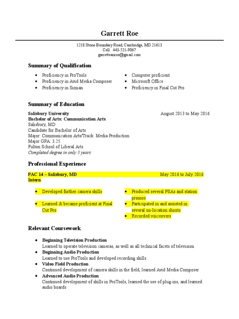 Garrett Roe Final Resume | PDF