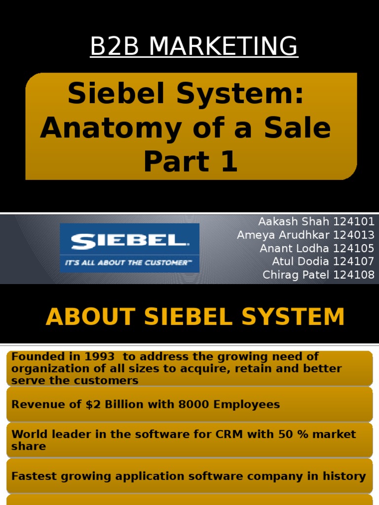 Siebel Systems Part 1 | PDF | Customer Relationship Management | Sales