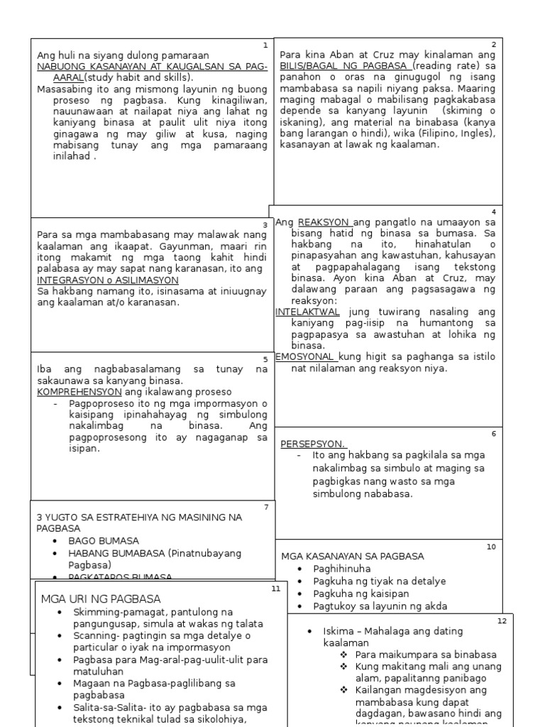 Pagsulat Sa Filipino Key Notes | PDF