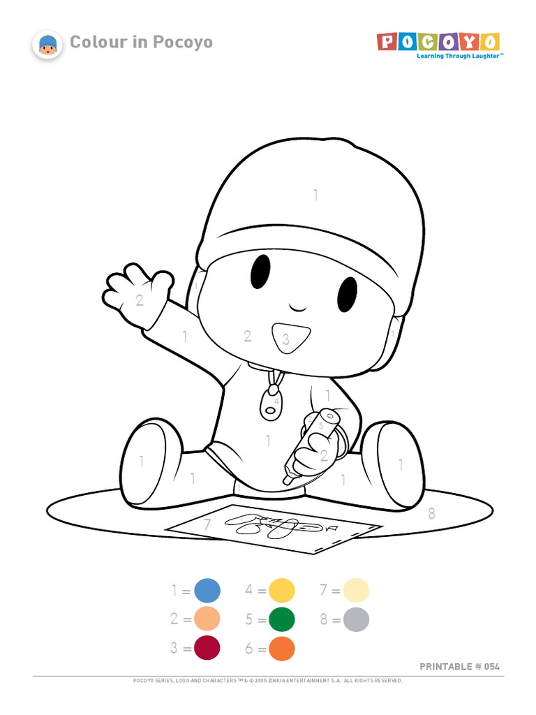 Colour in Pocoyo: Printable # 054 | PDF